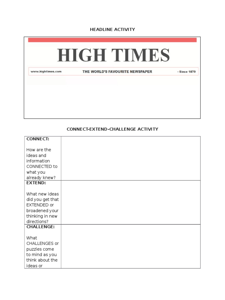 Headline Activity: How Are The Ideas and Information Connected To What ...