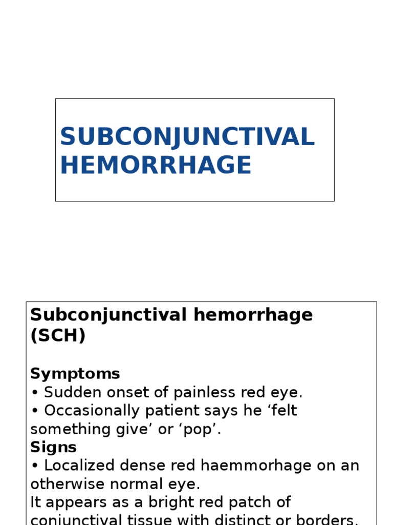 Subconjunctival Hemorrhage Overview | PDF | Wellness | Science ...