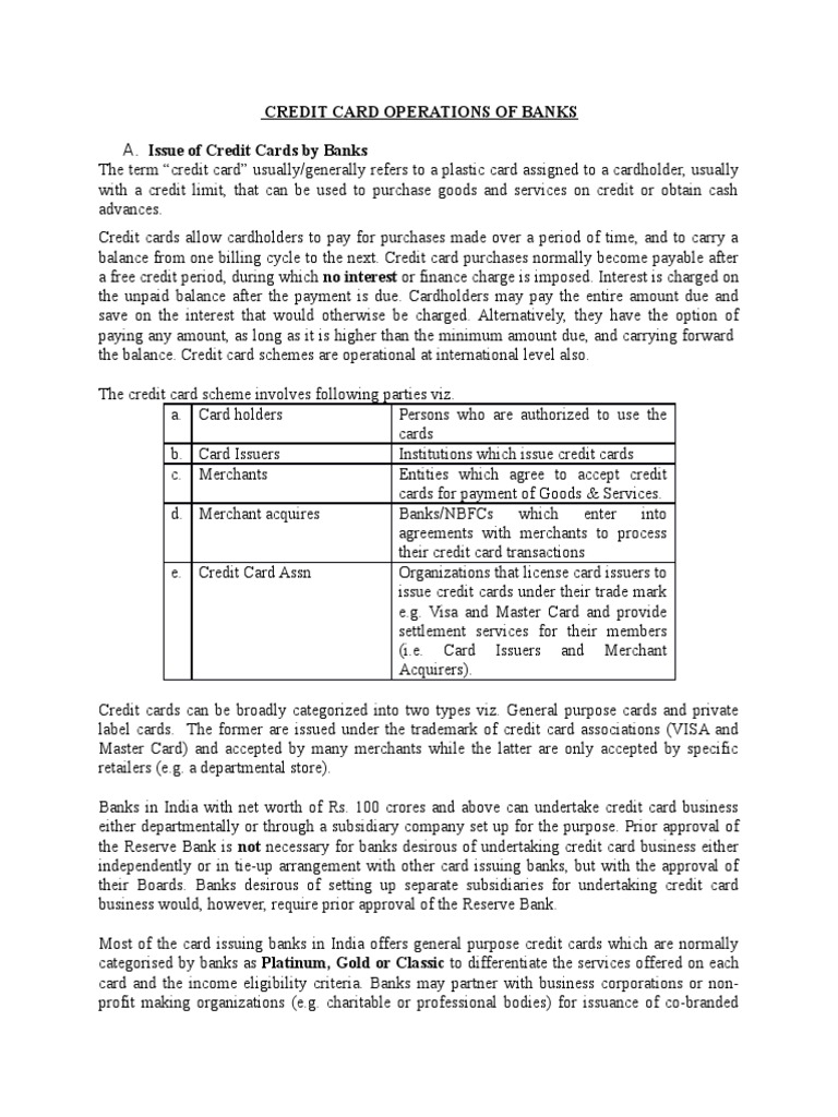 Credit Card Guidelines for Banks | PDF | Credit Card | Debit Card