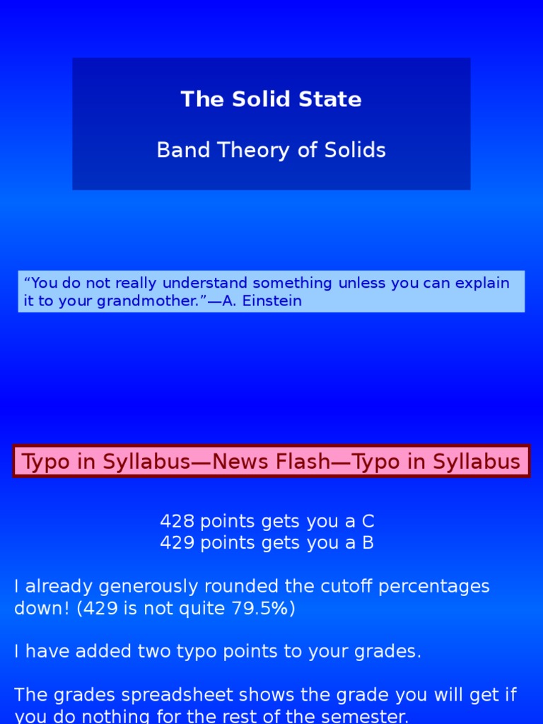 The Solid State: Band Theory of Solids | PDF | Electron Hole ...