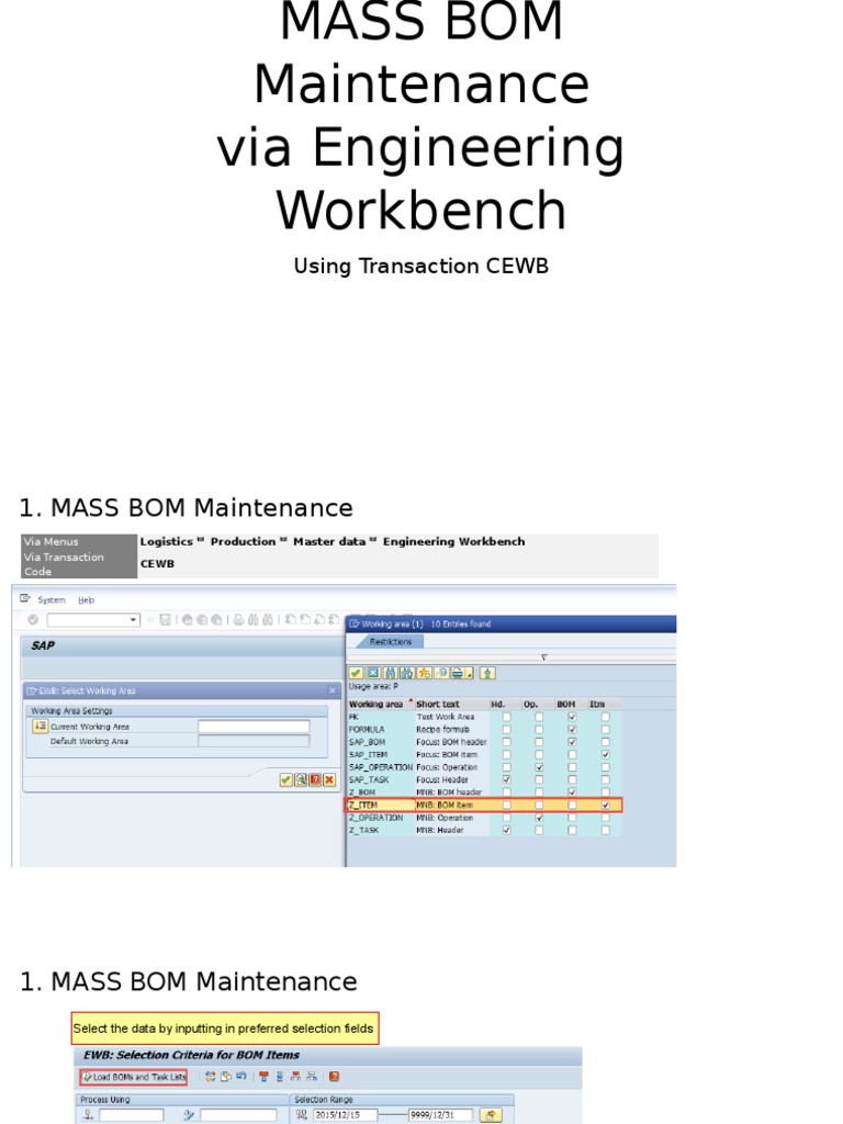 MASS BOM Maintenance Using CEWB | PDF