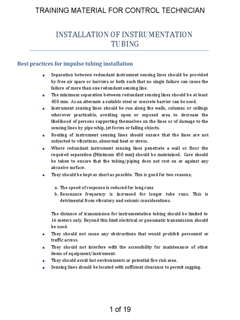 Instrumentation Tubing Installation Guide | PDF | Soldering ...
