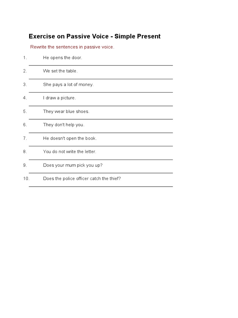 Passive Voice Exercises Pdf