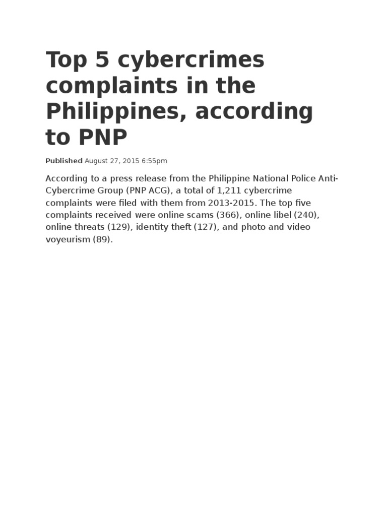 Top 5 Cybercrimes in the Philippines | PDF