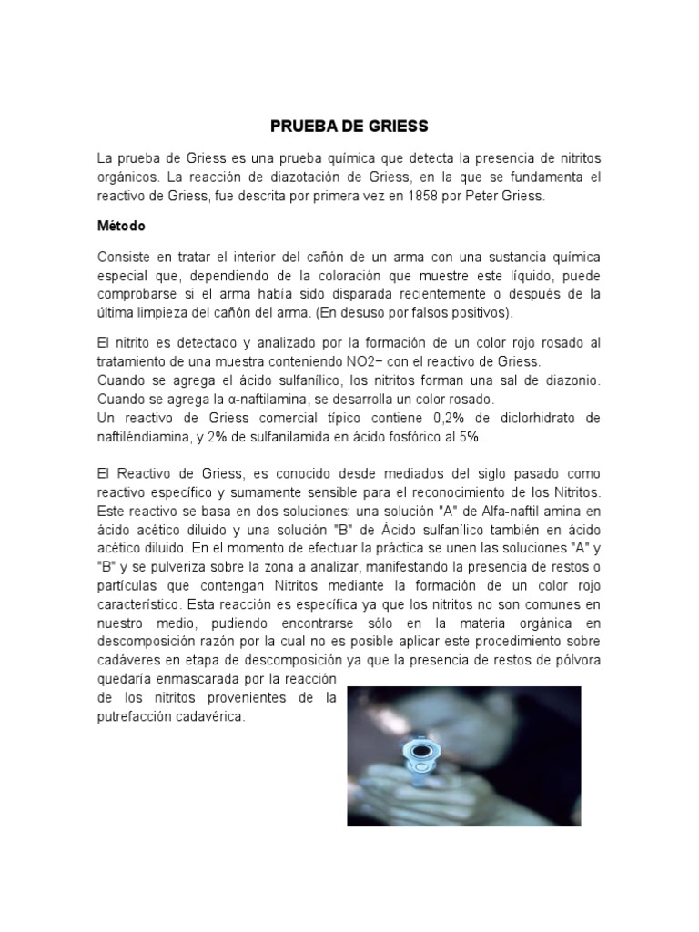 Prueba de Griess para detectar nitritos | PDF