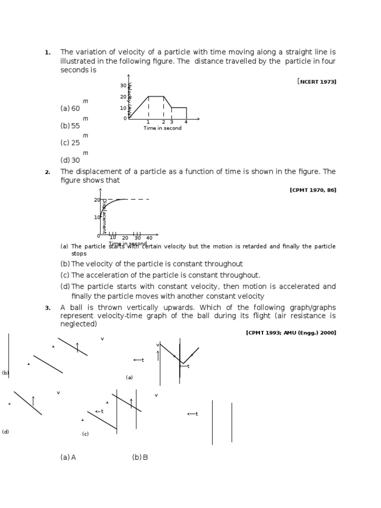 Graph Problems On Kinematics | PDF | Velocity | Acceleration