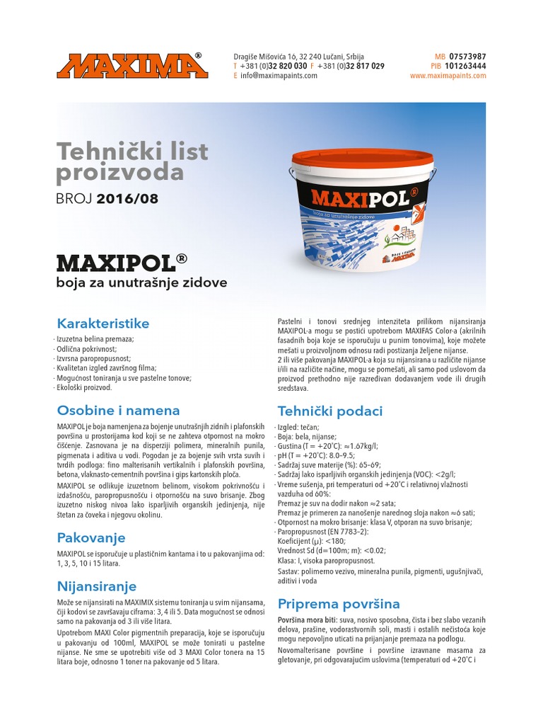 Maxipol Tehnicki List SRB | PDF