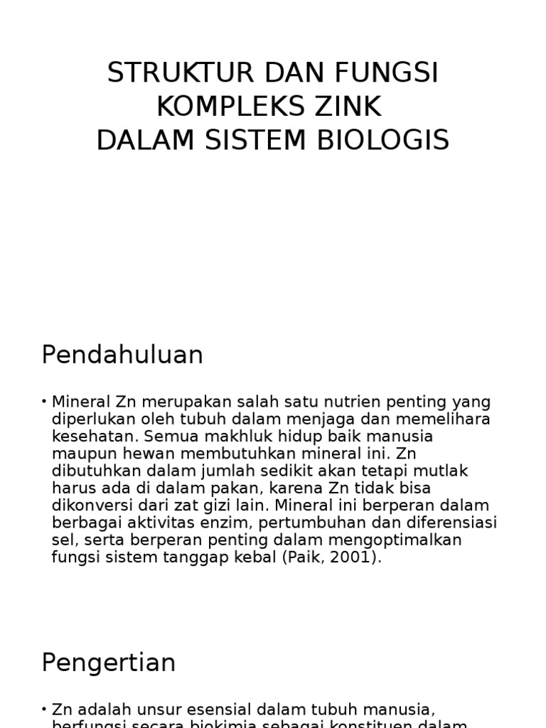 Struktur Dan Fungsi Kompleks Zink | PDF