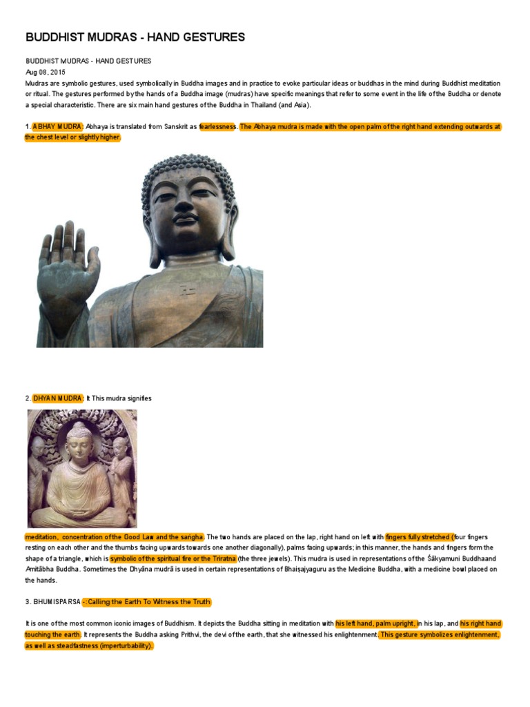 Buddhist Mudras: Hand Gesture Meanings | PDF | Buddhist Philosophical ...