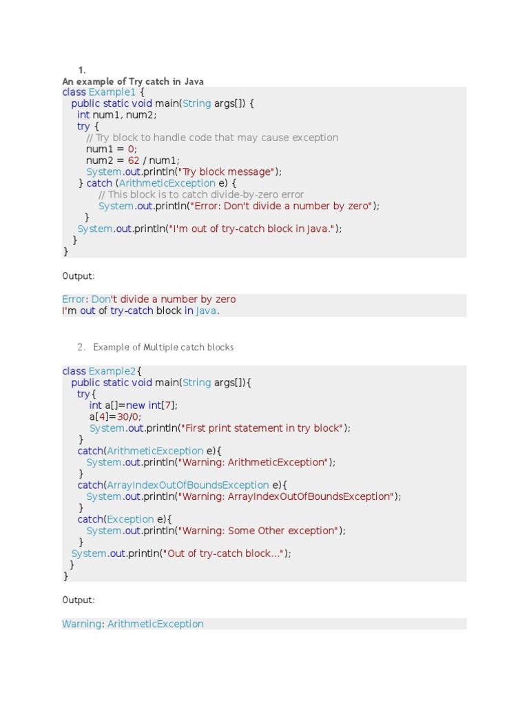 Exception Handling Example Scenarios | PDF | Method (Computer ... Exception Handling Example Scenarios | PDF | Method (Computer ...
