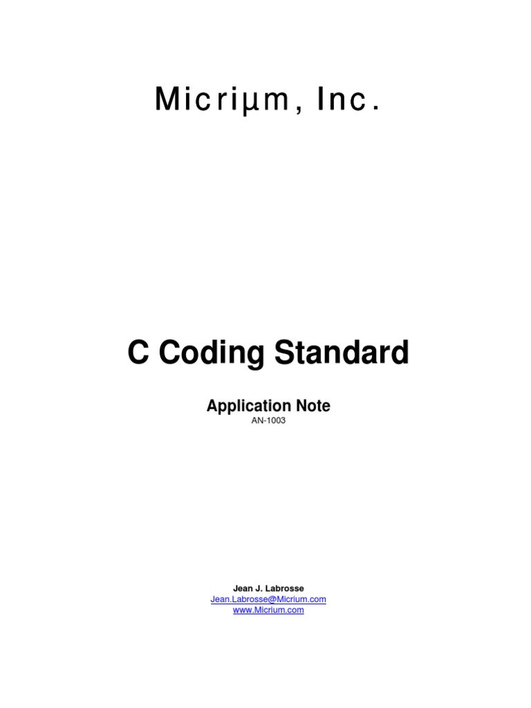 Micriμm - C Coding Standard - An1003 | PDF | C (Programming Language) | Scope (Computer Science)