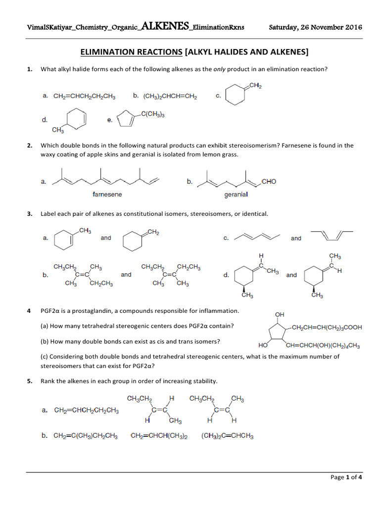 Chemistry Organic GOC Reaction Mechanism Elimination E1 E2 E1cB | PDF ...