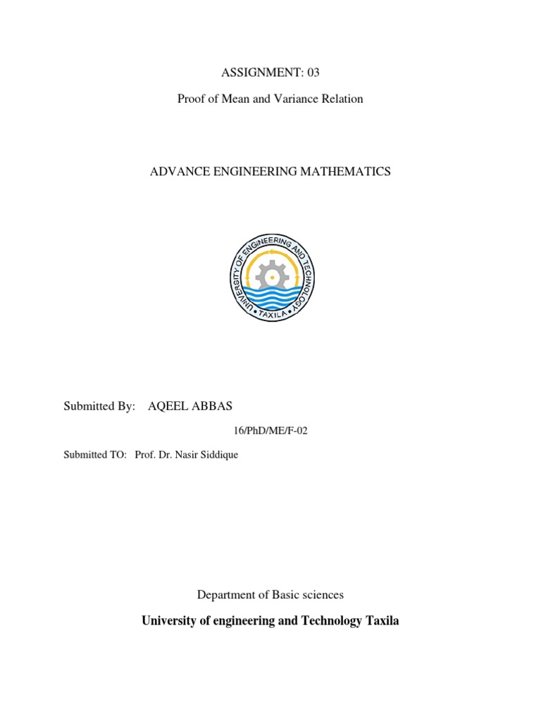 Proof of Mean and Variance Relation | PDF | Science & Mathematics ...