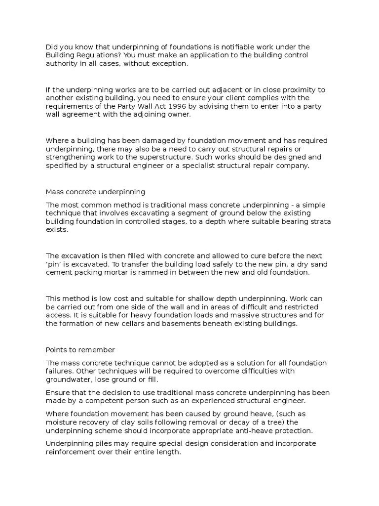 Did You Know That Underpinning of Foundations Is Notifiable Work Under ...