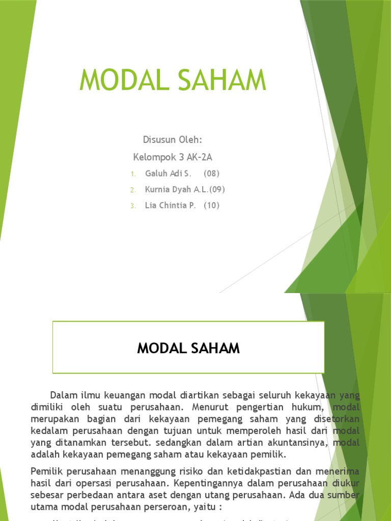 Komponen dan Jenis Modal Saham | PDF | Bisnis | Pengelolaan Keuangan & Uang