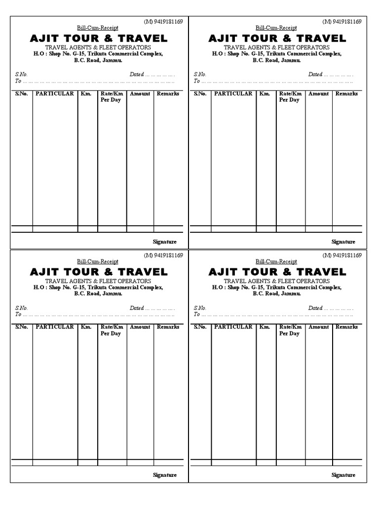 Tour Travel Bill | PDF