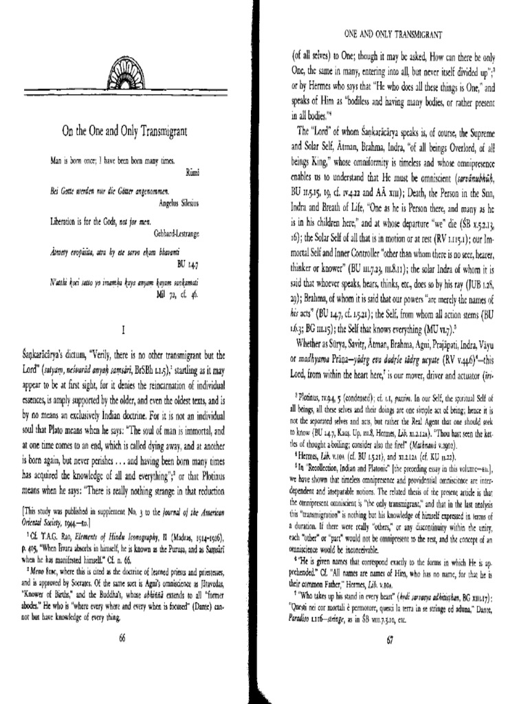 On The One and Only Transmigrant PDF | PDF