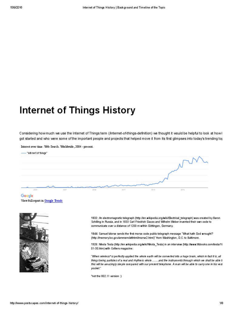 IoT History: Key Milestones Timeline | PDF | Internet Of Things | Internet