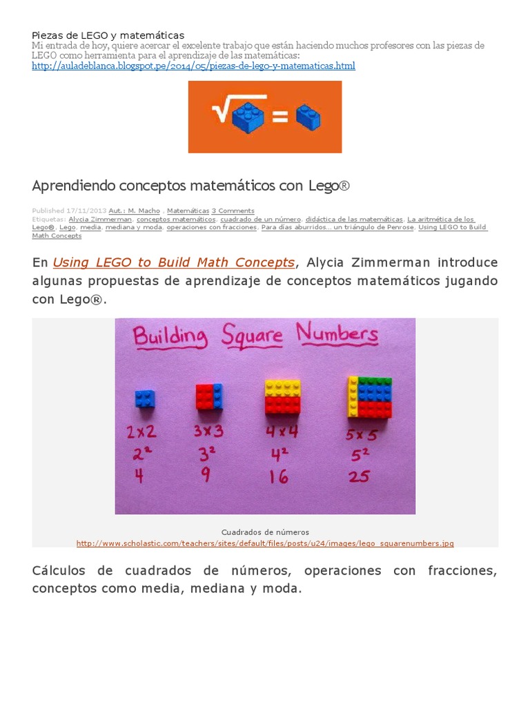 Piezas de LEGO y Matemáticas | PDF | Aritmética | Enseñanza de matemática