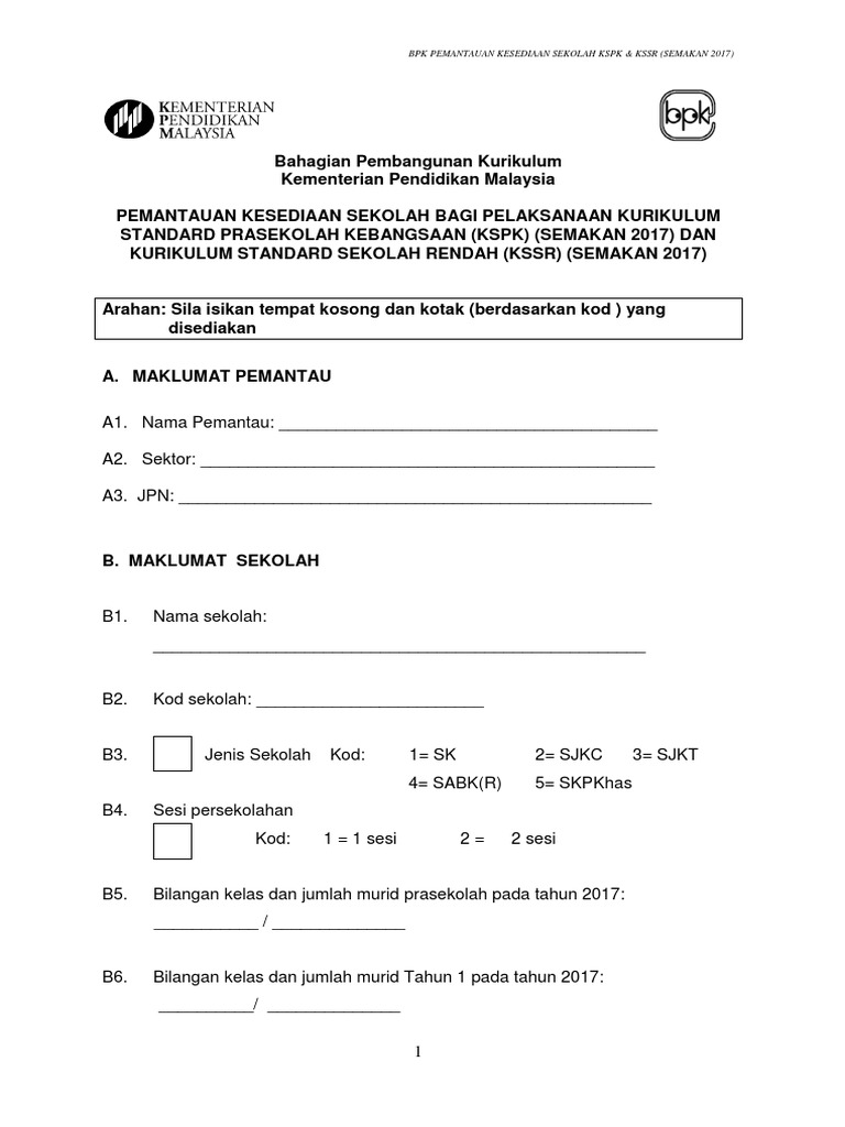 Instrumen Pemantauan KSPK-KSSR | PDF