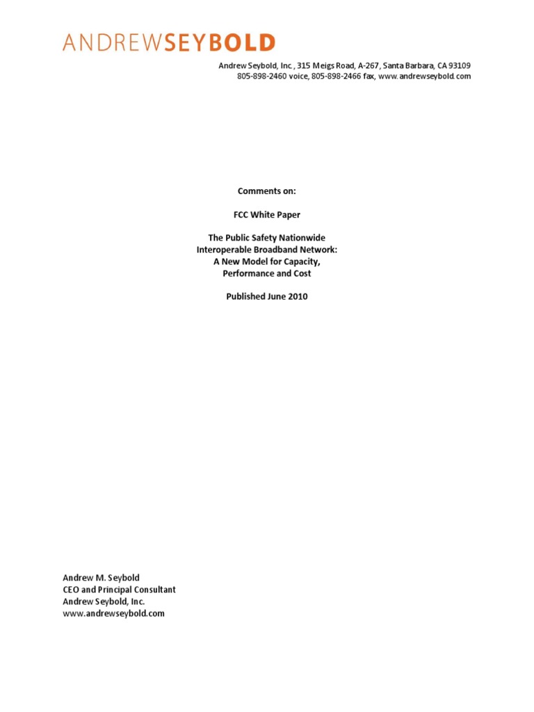 Andrew Seybold's Rebuttal To FCC Capacity White Paper June 2010 | PDF ...