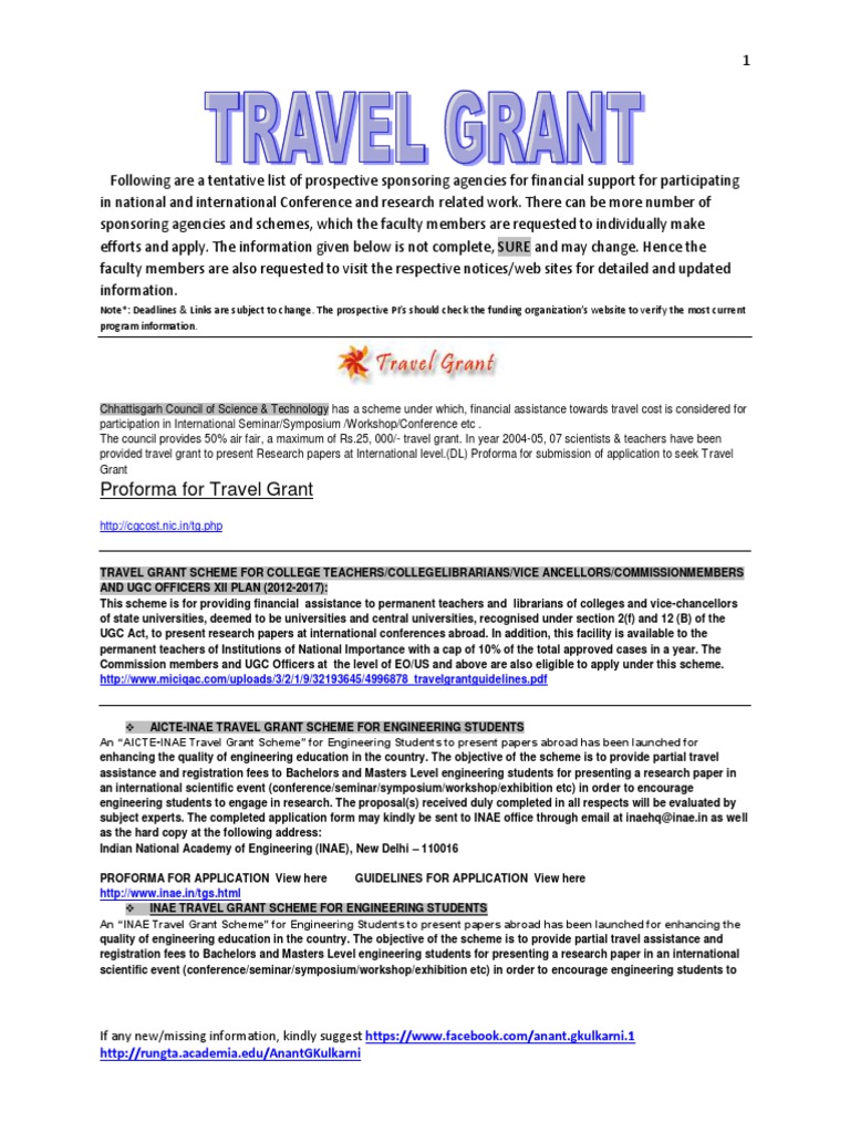 International Travel Grant | PDF | University | Science