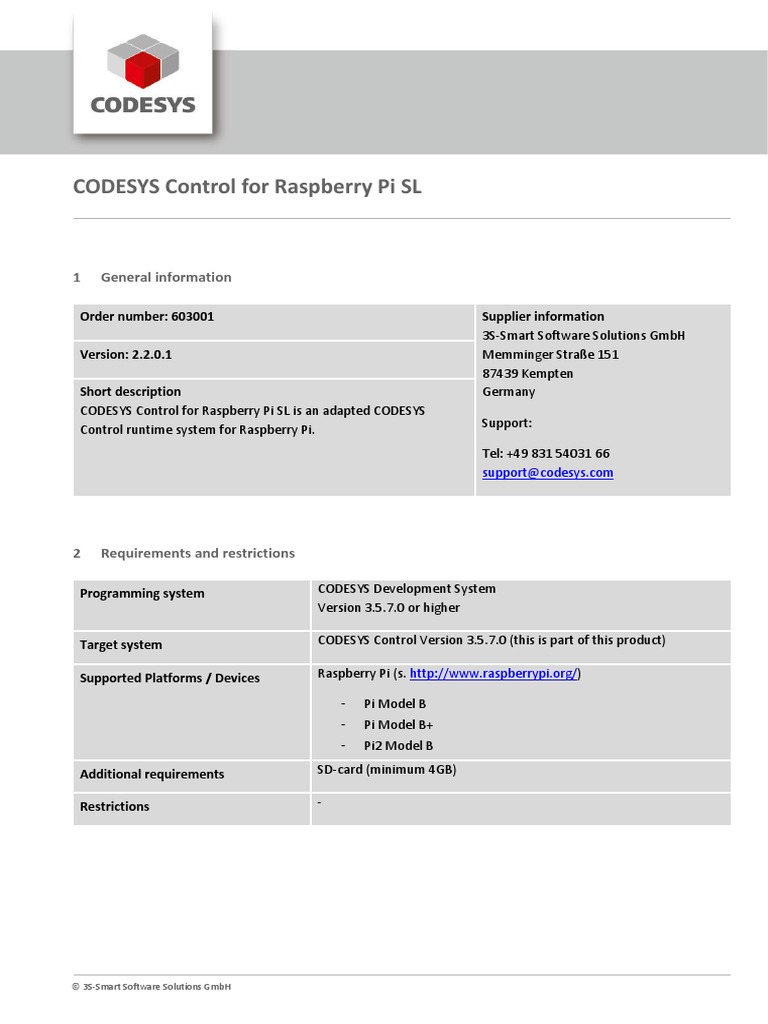 CODESYS Control For Raspberry Pi SL | PDF | Raspberry Pi | Programmable Logic Controller