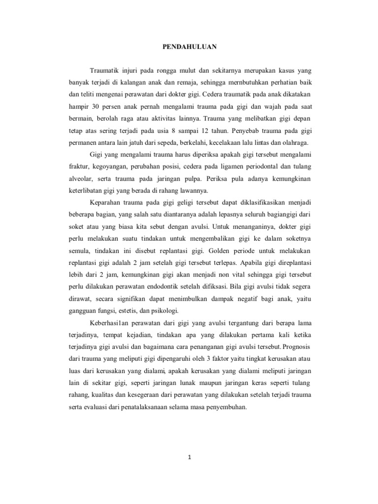 Perawatan Gigi Avulsi | PDF