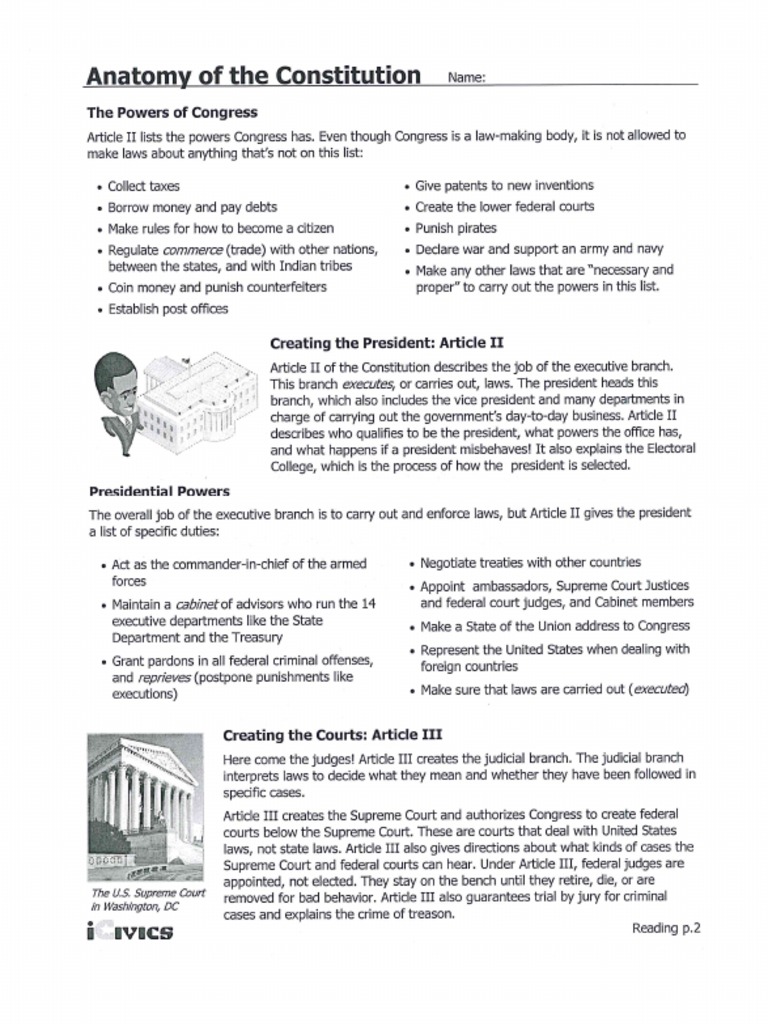 Icivics Anatomy of Constitution | PDF
