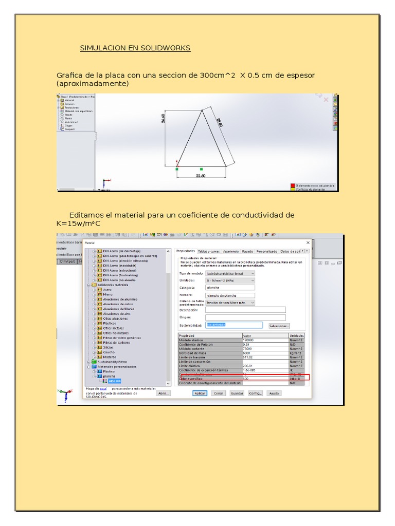 Simulacion en Solidworks Transferencia | PDF | Conduccion termica ...