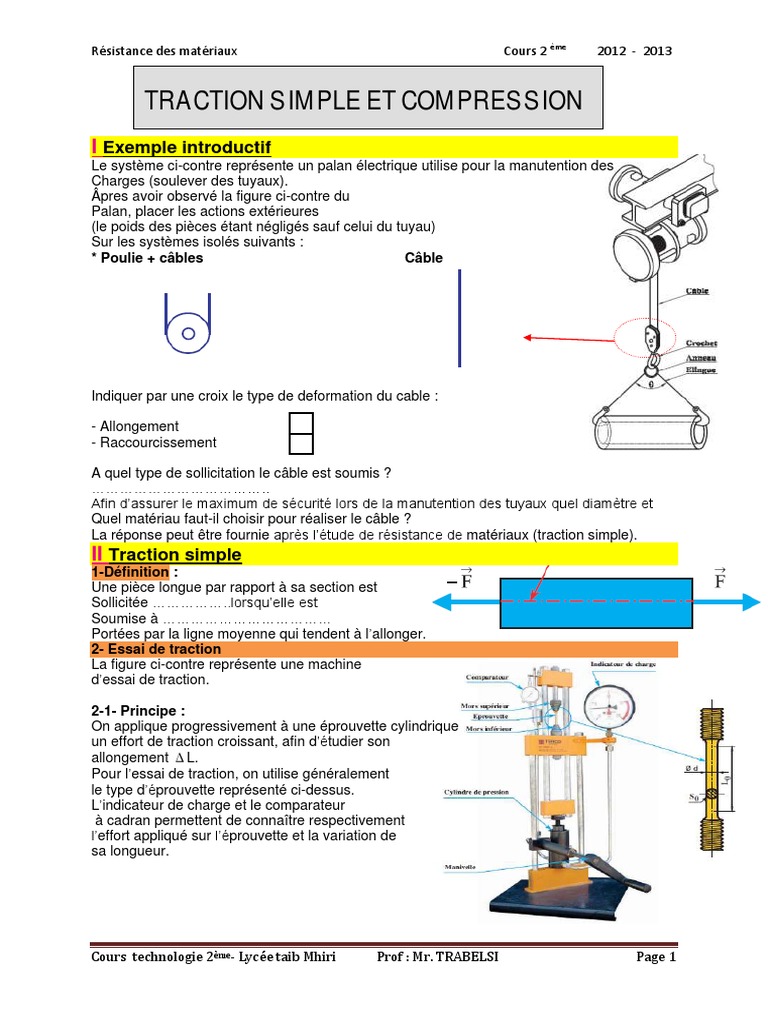 cours-2eme-traction-et-compression (1).pdf | Strength Of Materials | Elasticity (Physics)