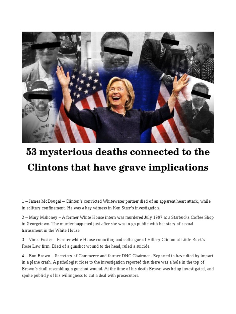 53 Mysterious Deaths Surrounding The Clintons | PDF | Presidency Of ...