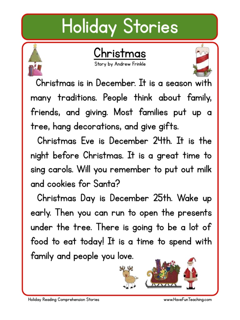 Holiday Stories Comprehension Christmas | PDF