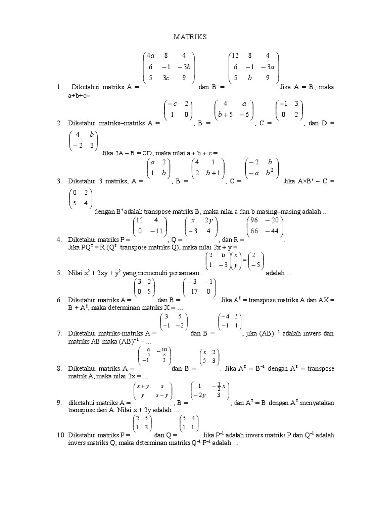 10 Soal Matriks | PDF | Seni