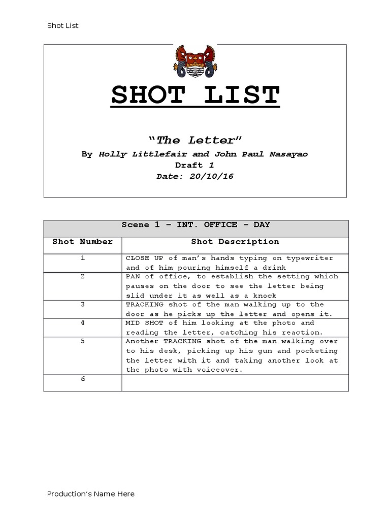 Shot List | PDF