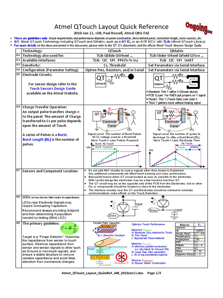 Atmel QTouch Layout QuickRef v08 2010jan11 PDF | PDF | Capacitor | Computer Engineering