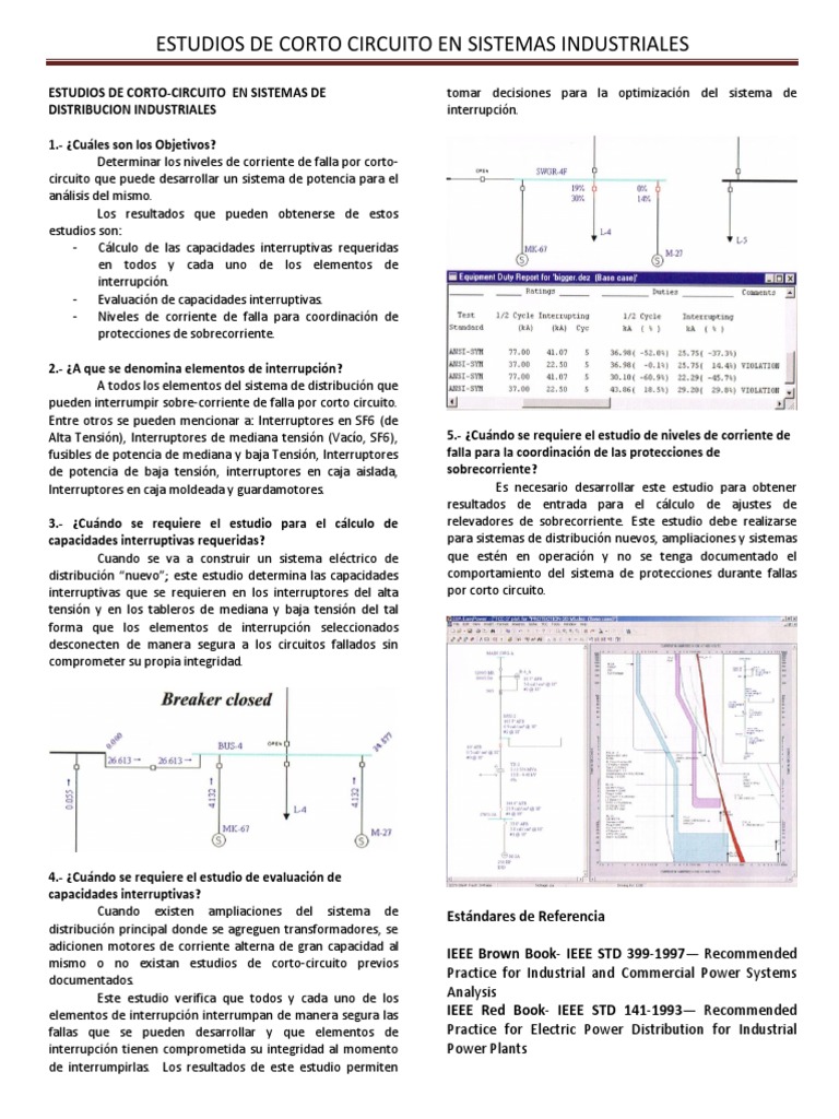 Estudio de Corto Circuito en Sistemas Industriales | PDF | Red ...