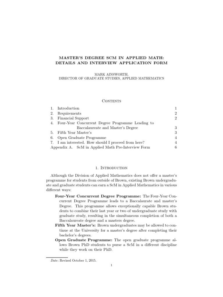 Masters in Applied Mathematics | PDF | Postgraduate Education ...