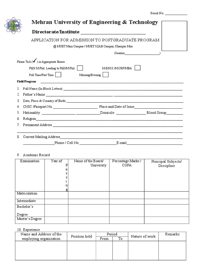 Application Form - PG | PDF