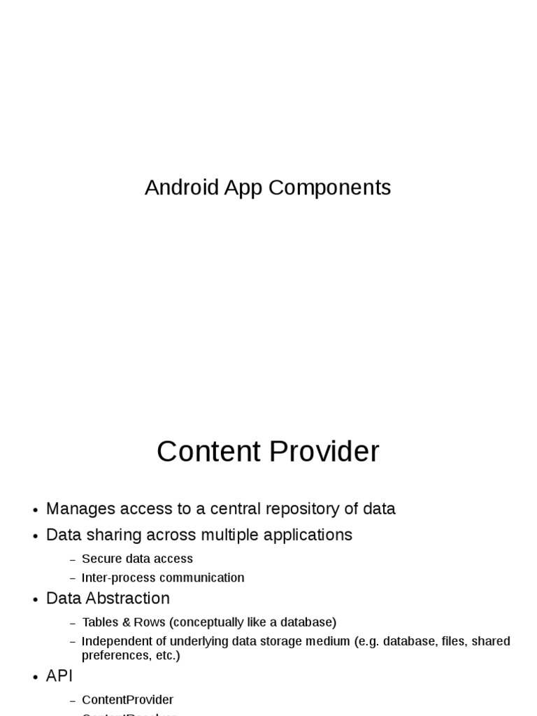 Android App Components | PDF | Application Programming Interface ...