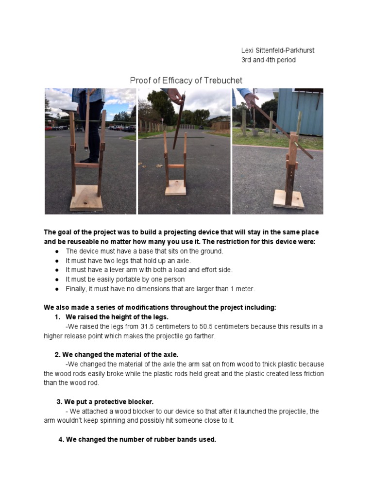 Proof of Efficacy of Trebuchet | PDF | Kinetic Energy | Potential Energy