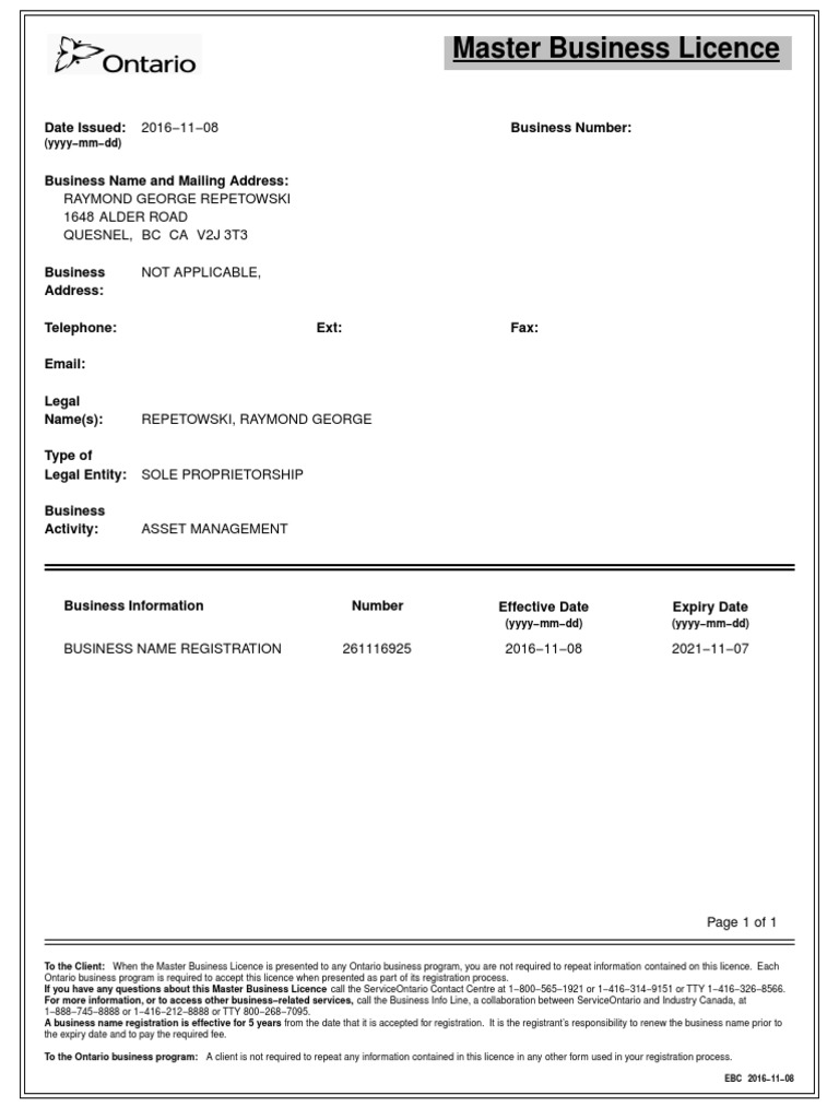 Master Business Licence Overview Ontario | PDF | Career & Growth | Business