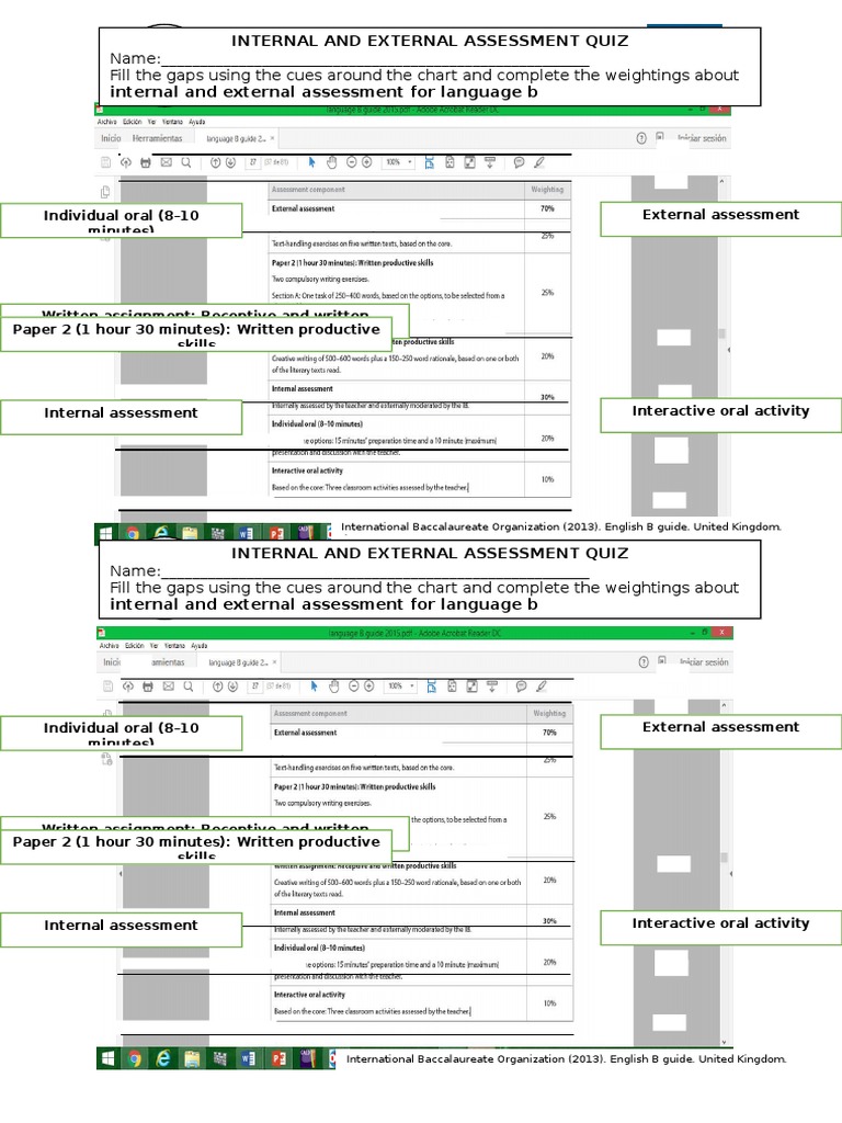 INTERNAL EXTERNAL ASSESSMENT Quiz | PDF | Art