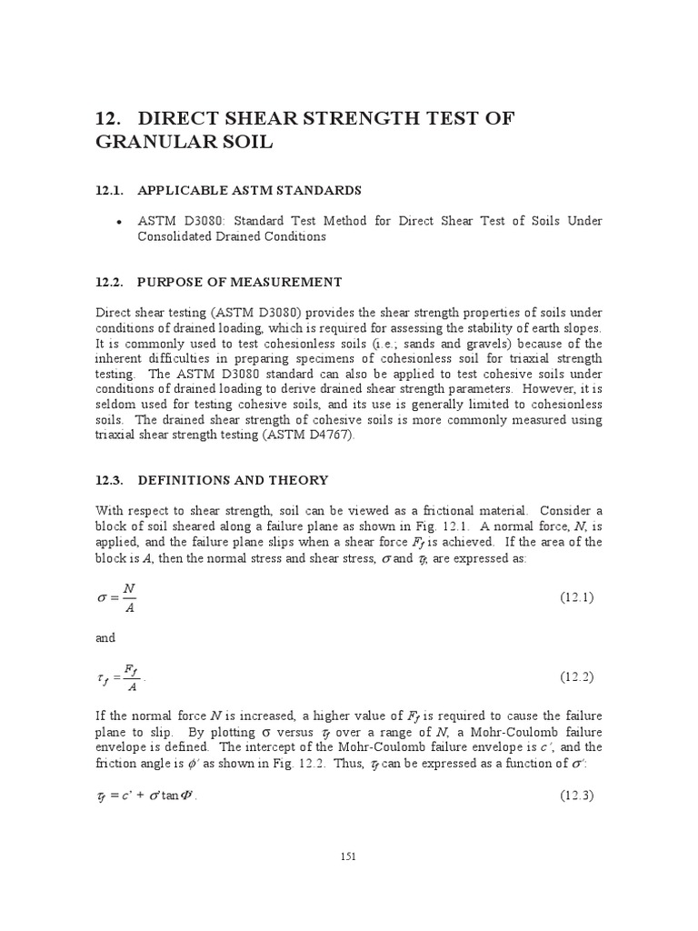 12-Direct Shear Test | PDF | Strength Of Materials | Soil Mechanics