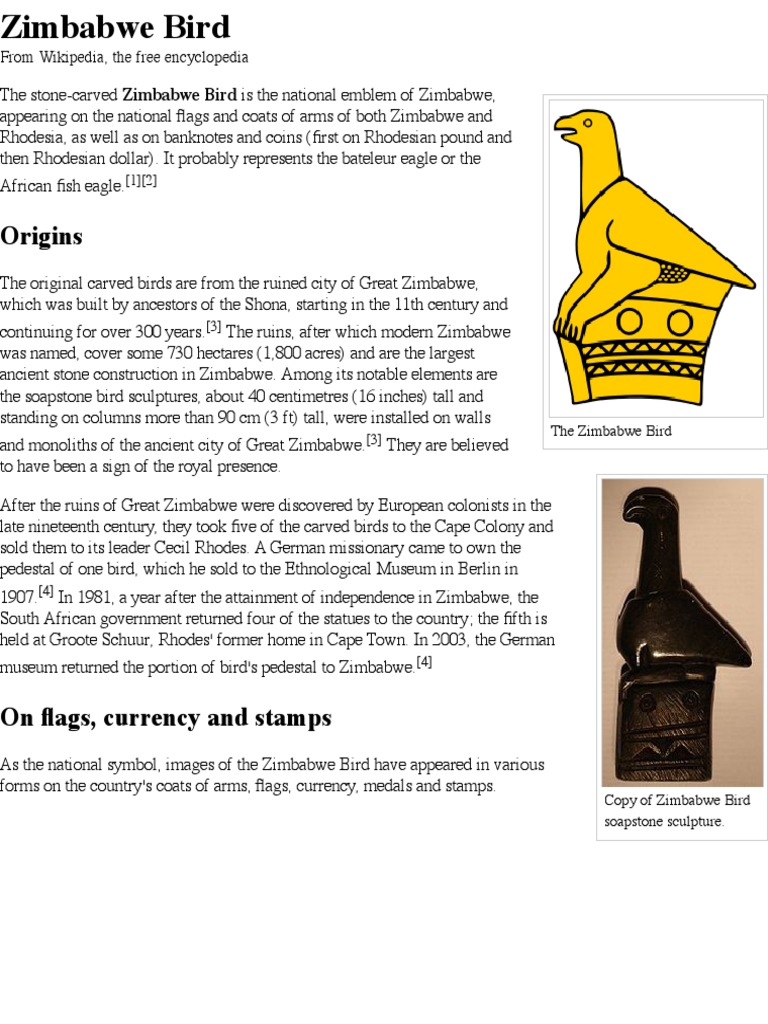 Zimbabwe Bird - Wikipedia, The Free Encyclopedia | Zimbabwe | Symbols