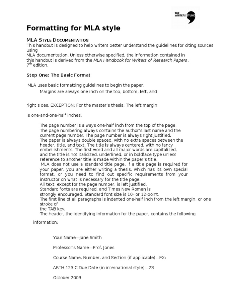 Formatting For MLA Style | PDF