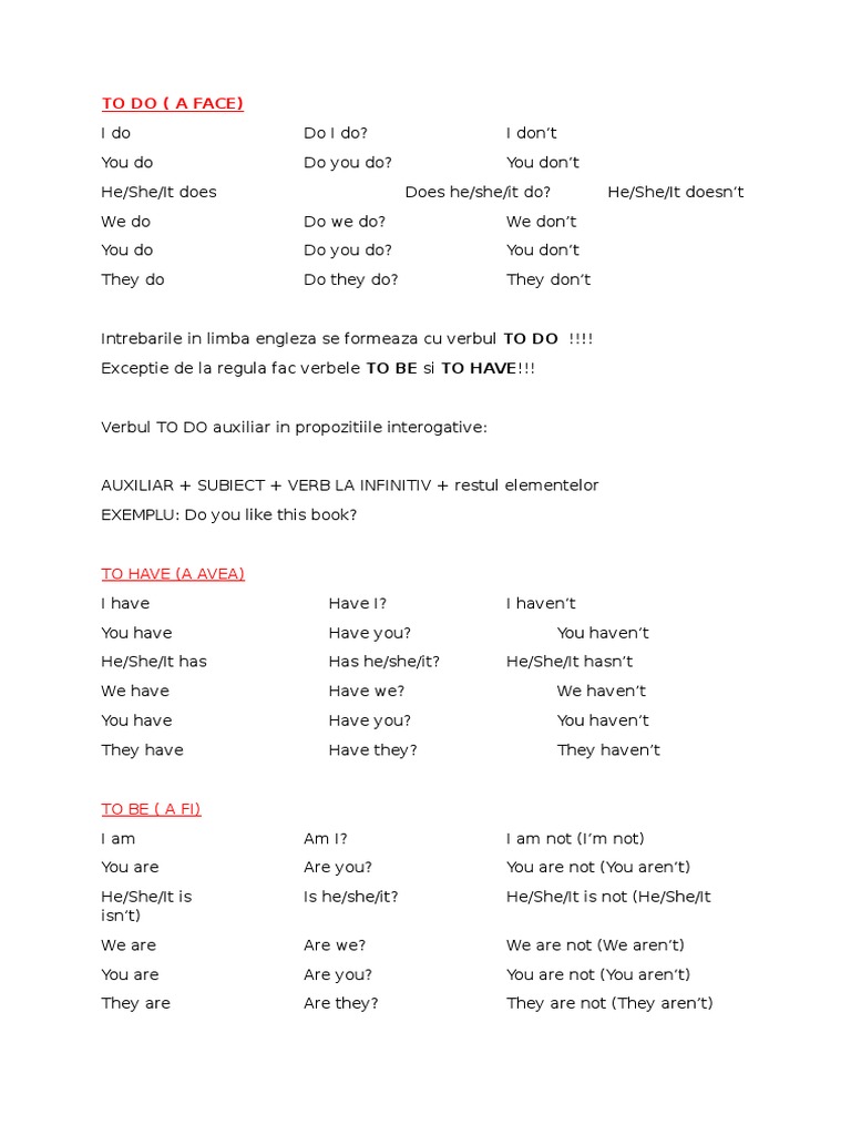 Gramatica Engleza 1 | PDF