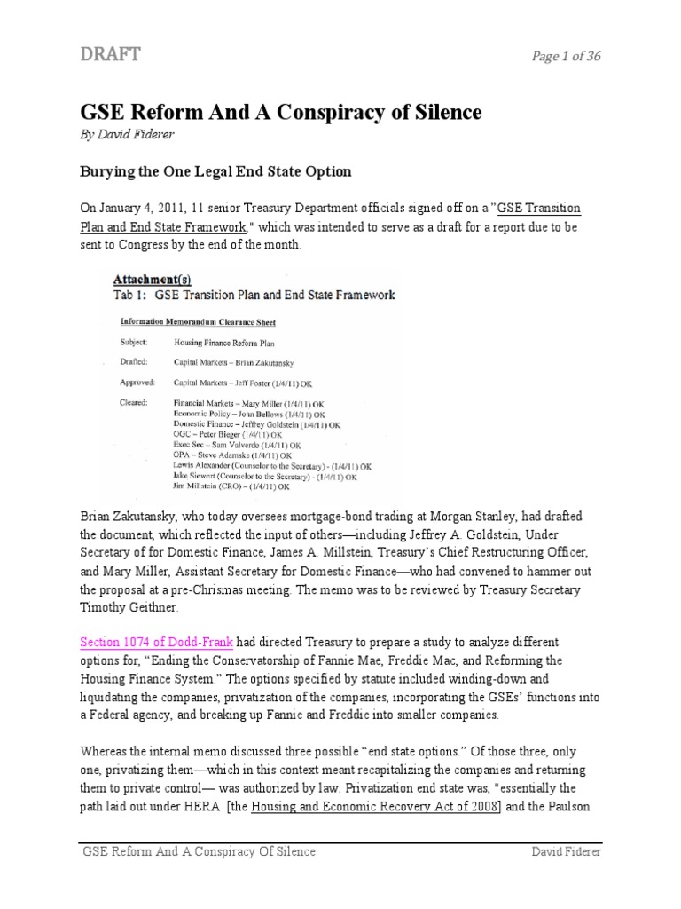GSE Reform: Privatization Debate | PDF | Collateralized Debt Obligation ...