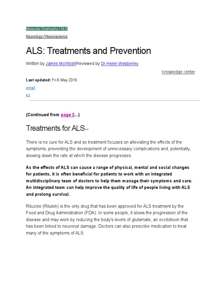 ALS: Treatments and Prevention | PDF | Amyotrophic Lateral Sclerosis ...