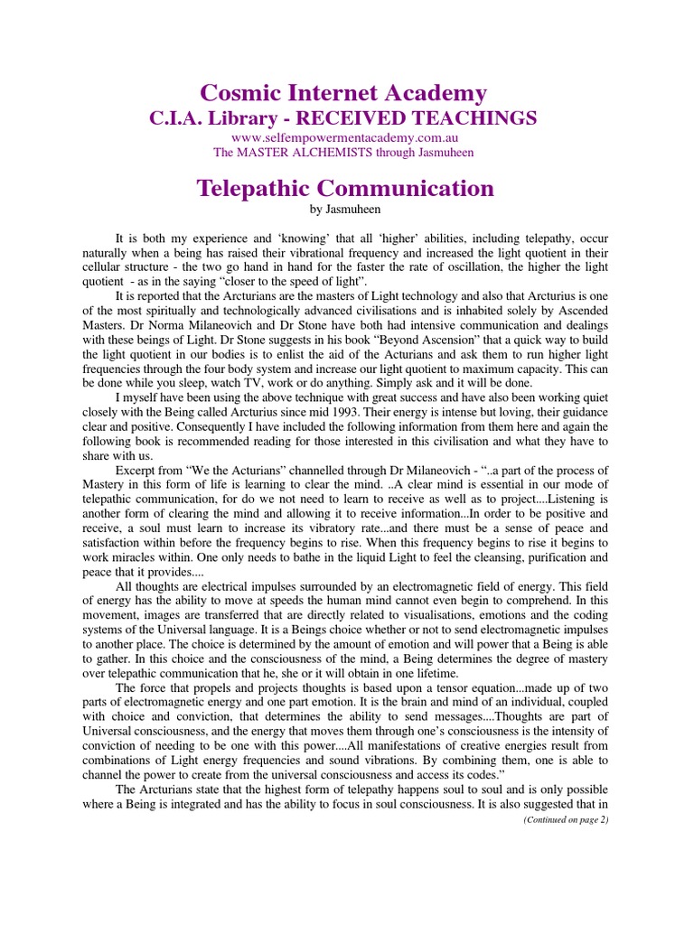 Telepathic Communications | PDF